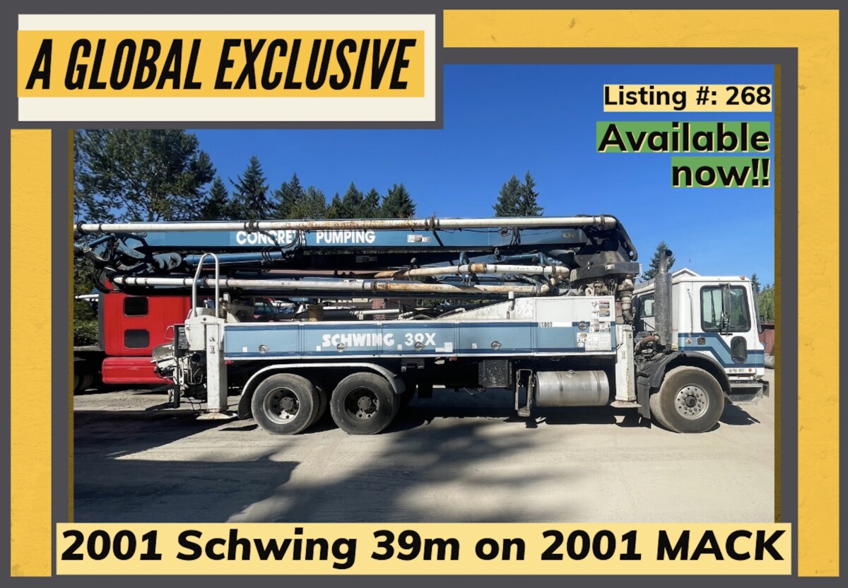SOLD - 2001 Schwing 39m on 2001 MACK - Global Concrete Pumps