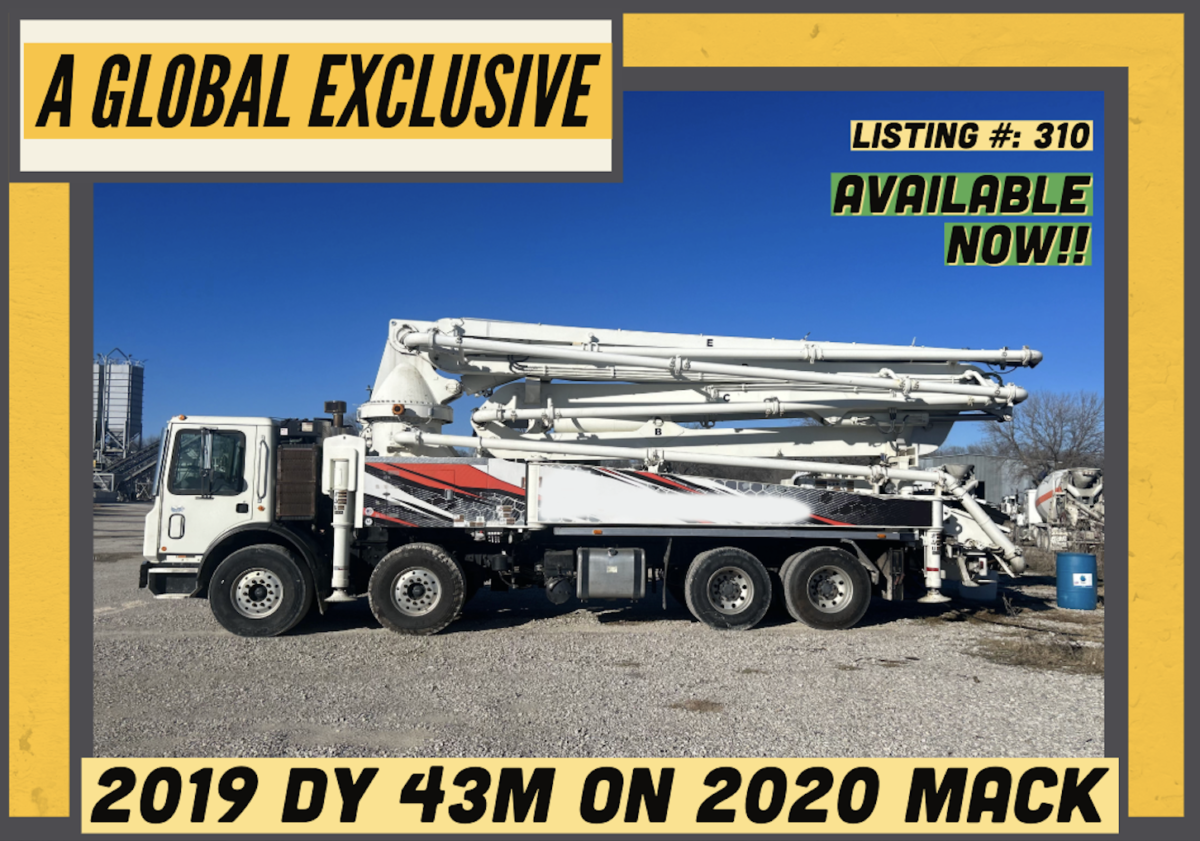 SOLD - 2019 DY 43m on 2020 MACK - Global Concrete Pumps